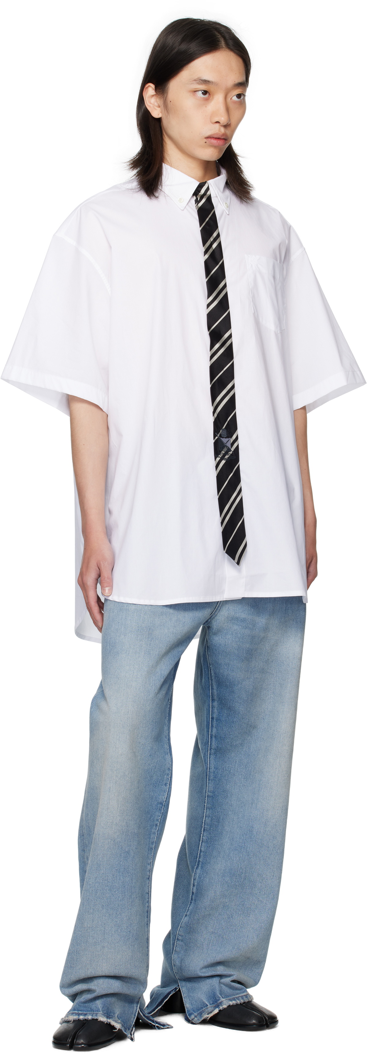 VETEMENTS White Tie Short-Sleeve Shirt Vetements
