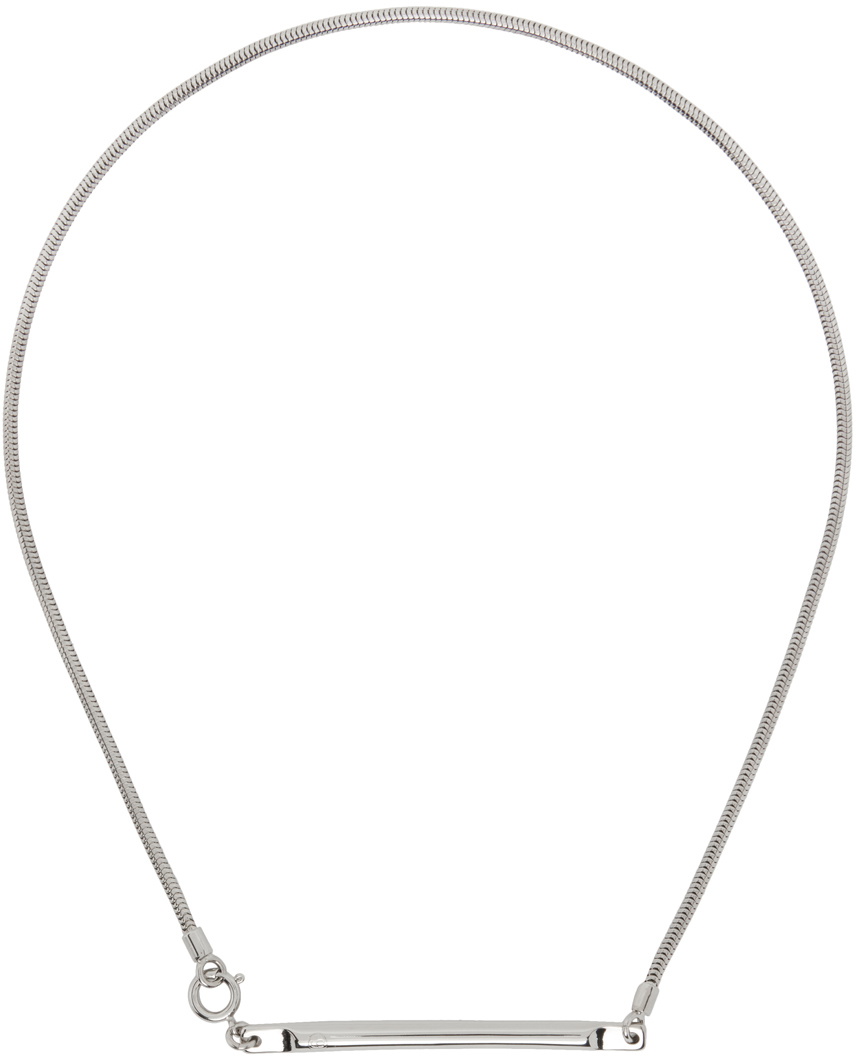 MM6 Maison Margiela Silver Bar & Chain Necklace MM6 Maison Margiela
