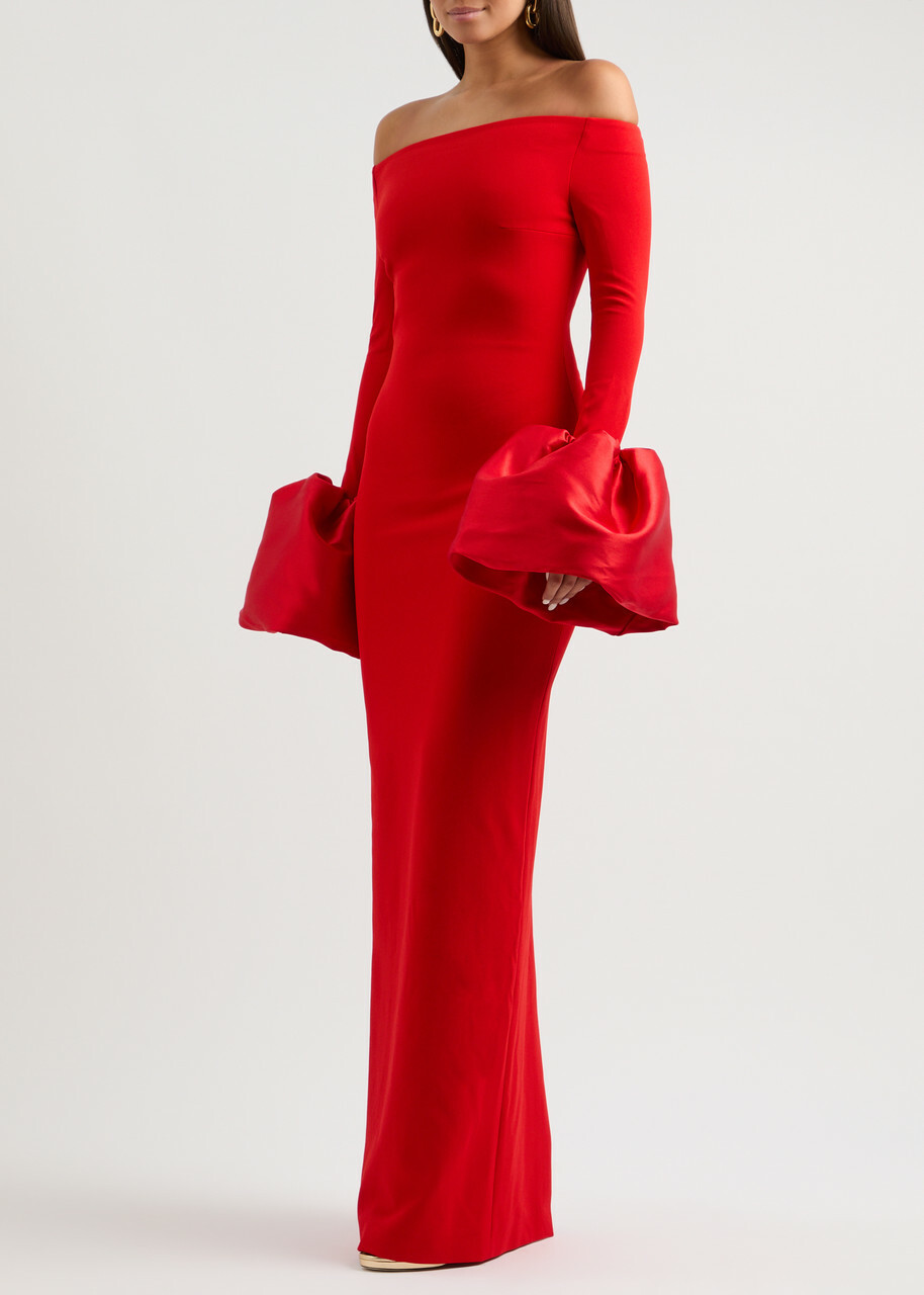 Solace London Talia Off-the-shoulder Maxi Dress Red Solace London