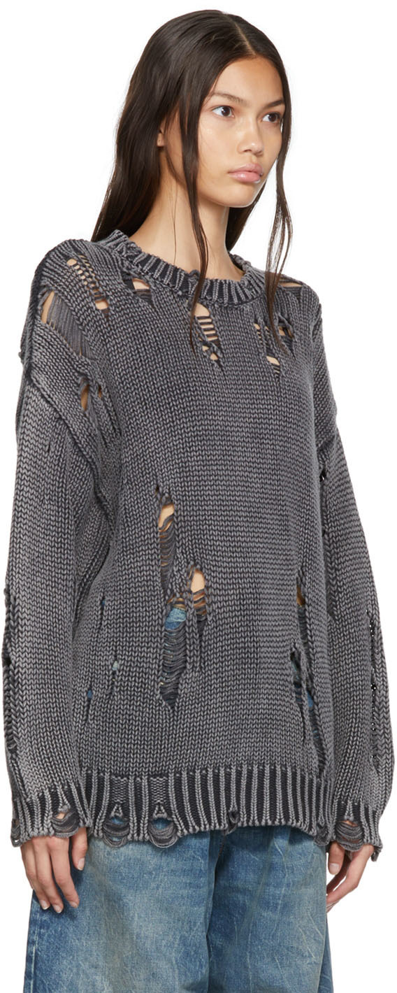 R13 Black Distressed Sweater R13