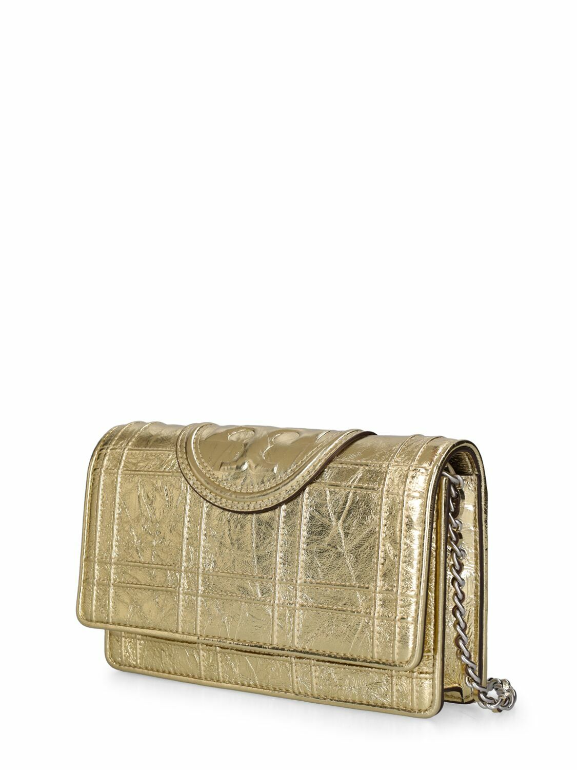 TORY BURCH Metallic Square Leather Chain Wallet Tory Burch