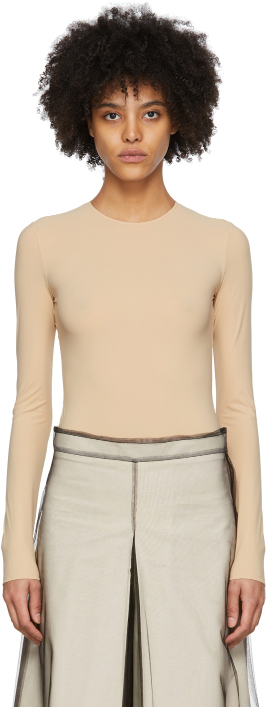 Maison Margiela Beige Long Sleeve Bodysuit Maison Margiela