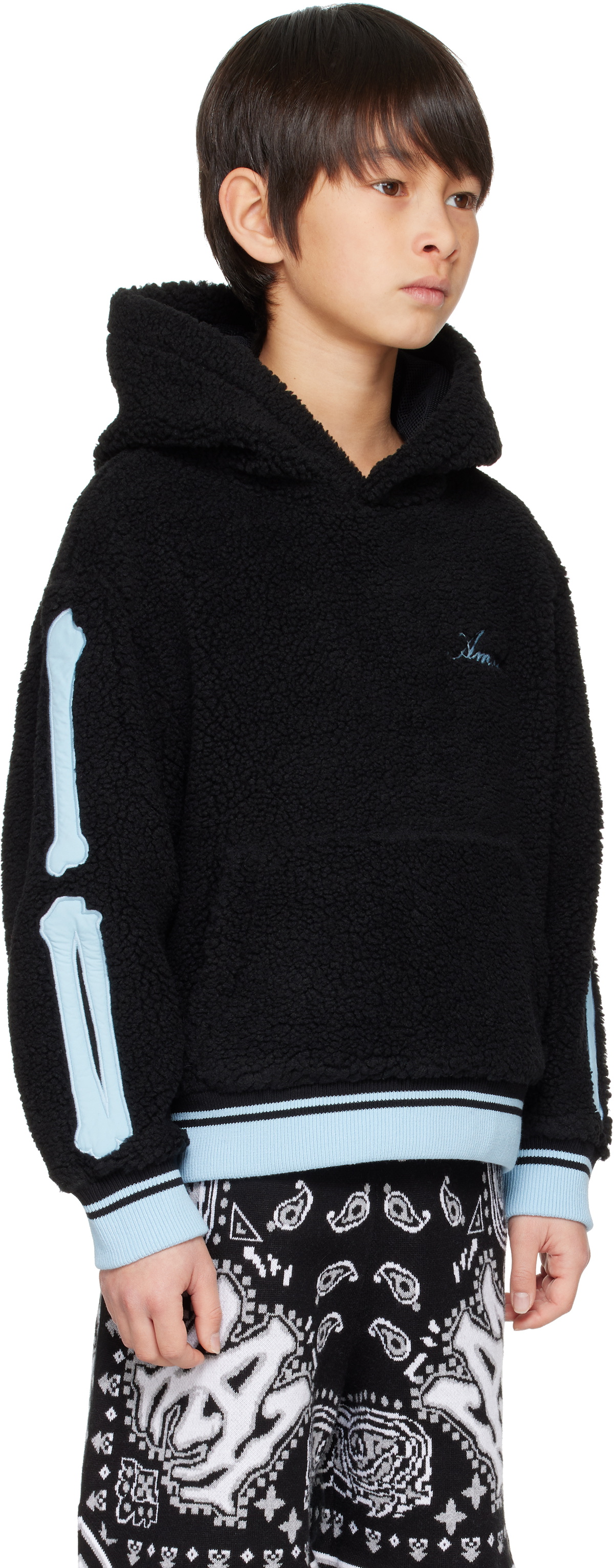 AMIRI Kids Black Bones Fleece Hoodie Amiri