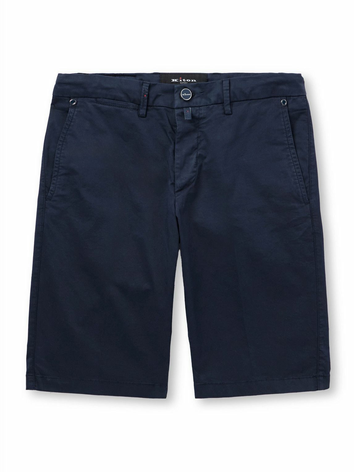 Kiton - Straight-Leg Stretch-Cotton Shorts - Blue Kiton