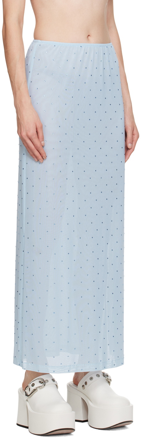 Anna Sui Blue Rhinestone Maxi Skirt Anna Sui
