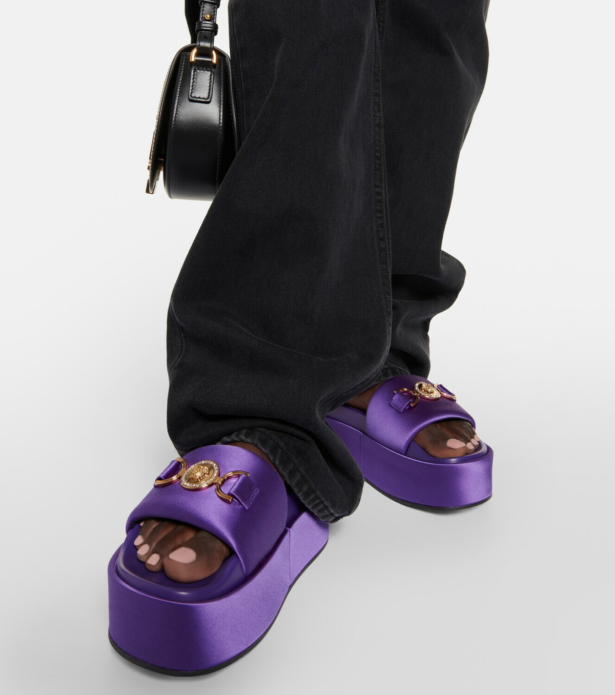 Versace - Medusa Biggie satin platform slides Versace