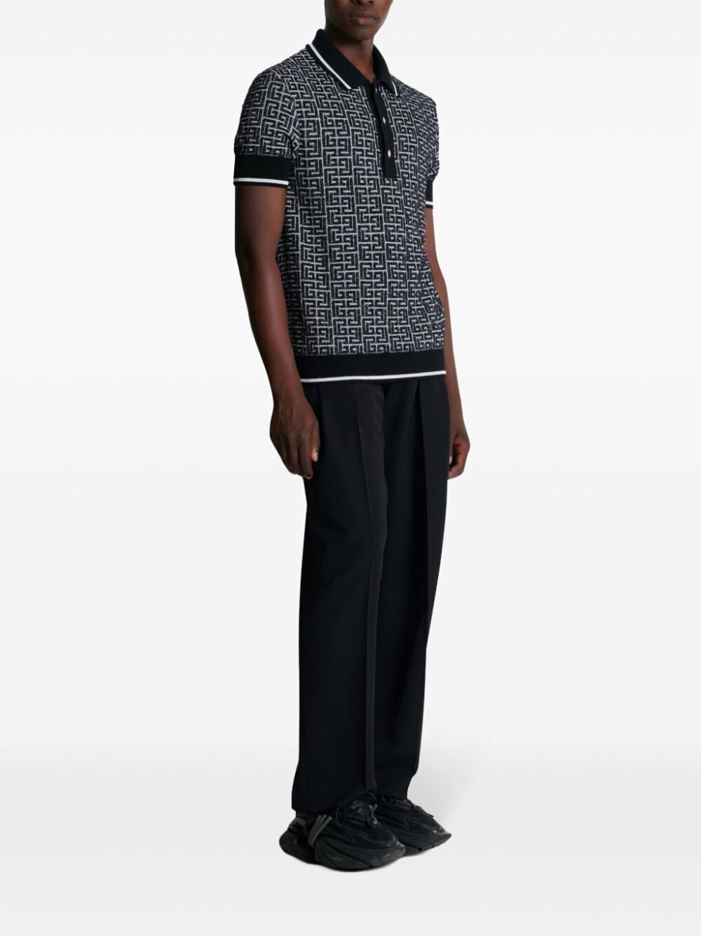 Balmain Labyrinth-Intarsia Polo Shirt Balmain