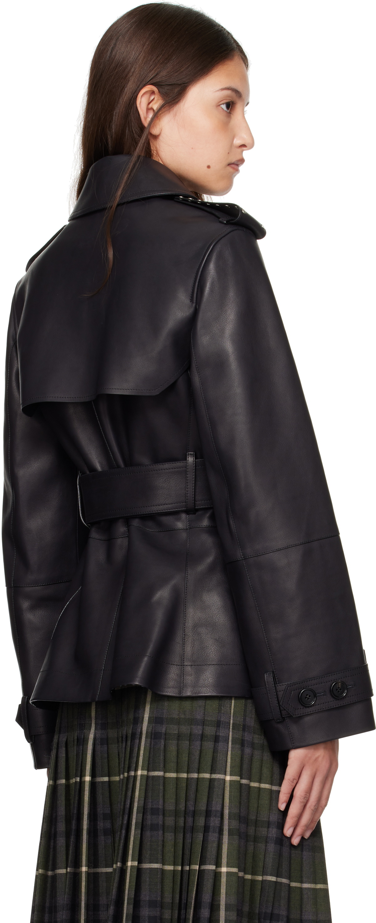 Burberry Black Trench Leather Jacket Burberry