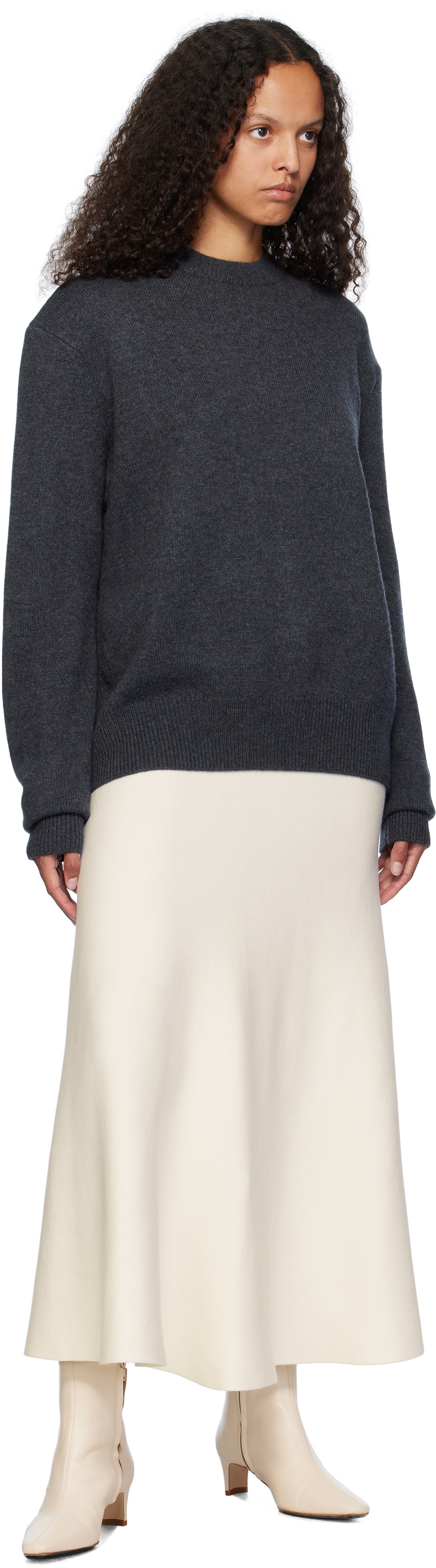 The Frankie Shop Gray Rafaela Padded Knit Sweater The Frankie Shop
