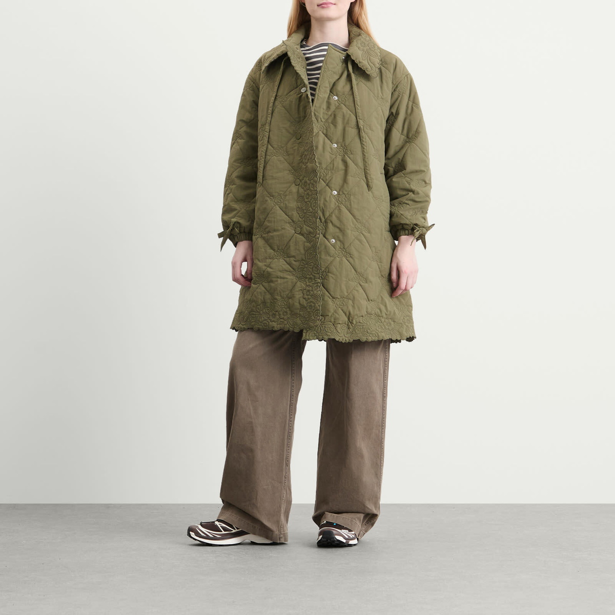 Damson Madder Women's Avery Quilted Coat in Olive Damson Madder