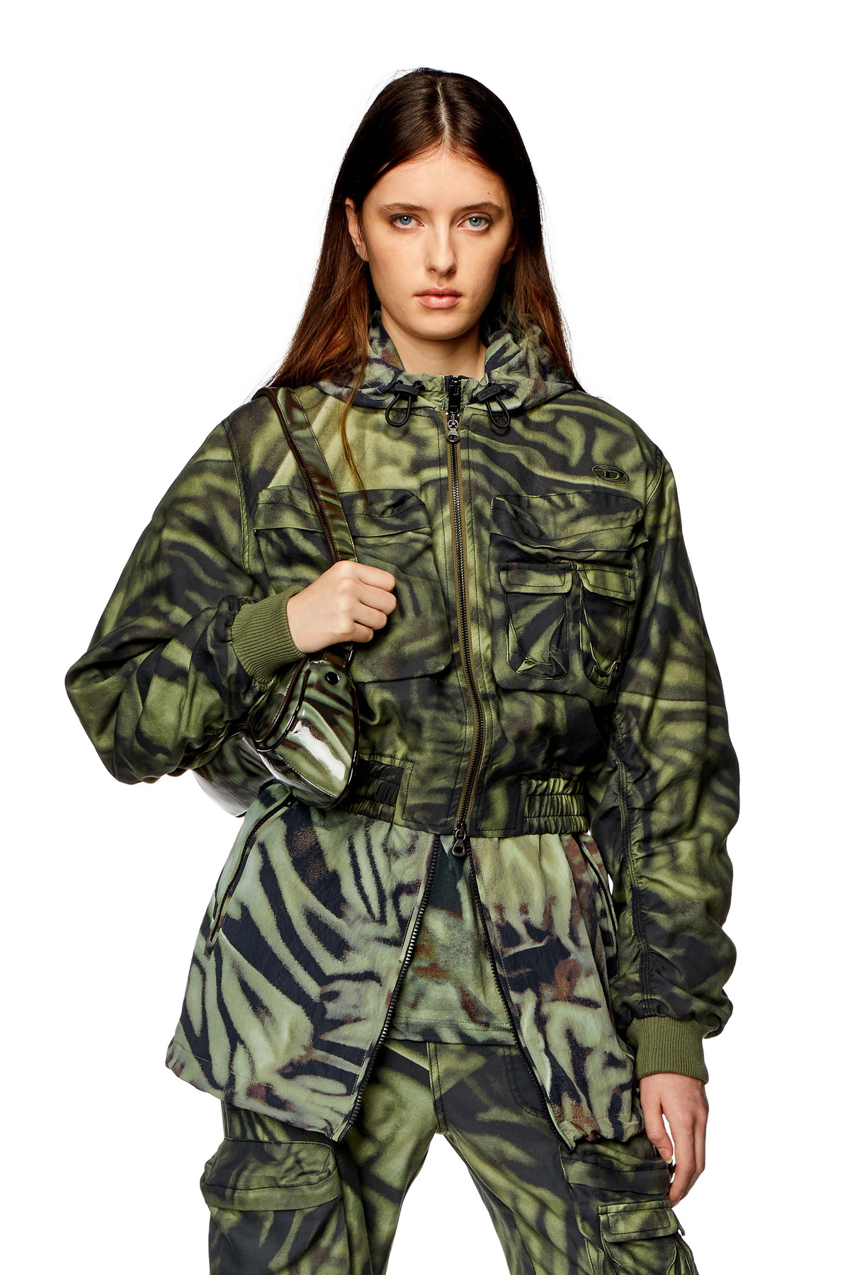Diesel Cargo bomber in zebra-camo twill - Jackets Womens in Multicolor ...