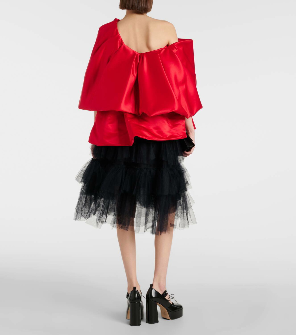Simone Rocha Bow-detail off-shoulder satin top Simone Rocha