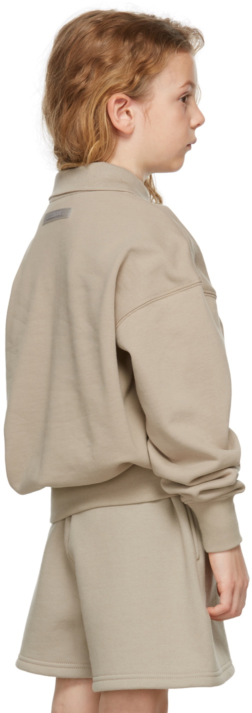 Essentials Kids Tan French Terry Long Sleeve Polo Essentials