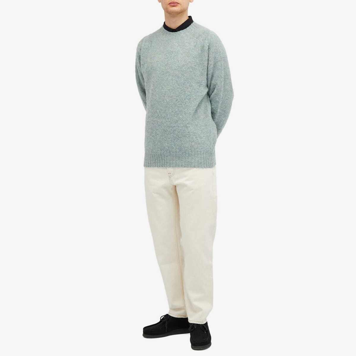 YMC Men's Suedehead Crew Neck Knit in Mint Green YMC