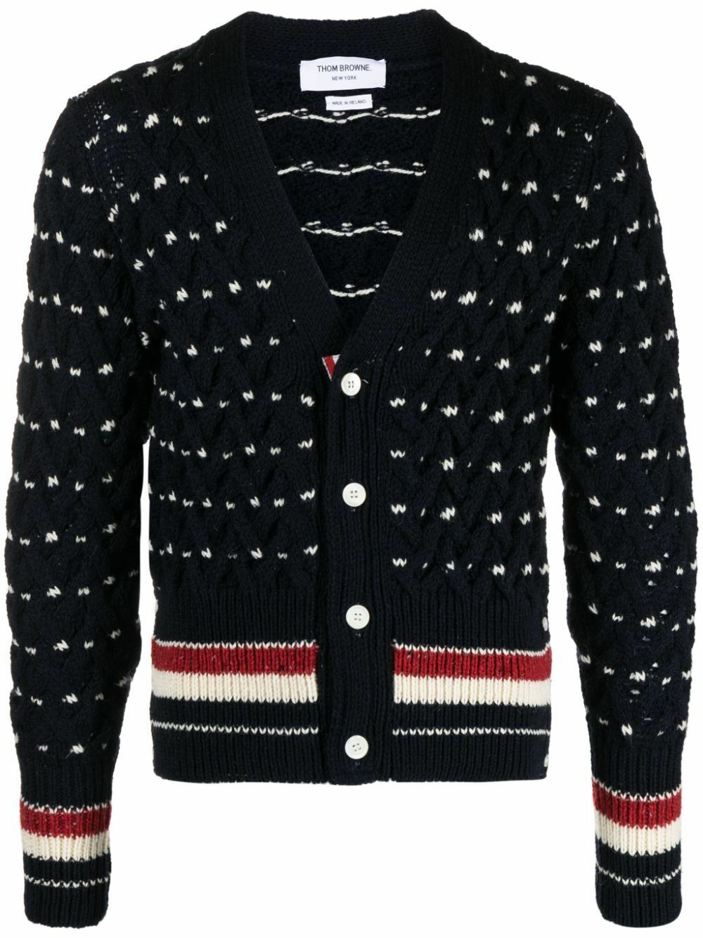Thom Browne Blue RWB Stripe Wool Cardigan Thom Browne