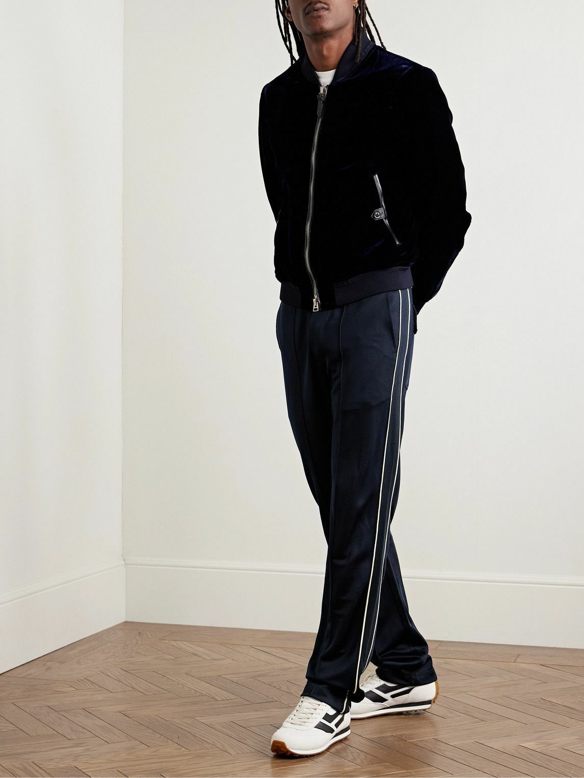 TOM FORD - Straight-Leg Piped Tech-Jersey Track Pants - Blue TOM FORD