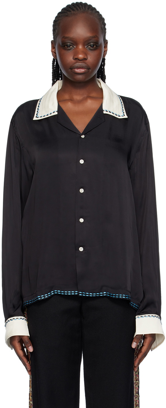 Bode Black Embroidered Shirt Bode