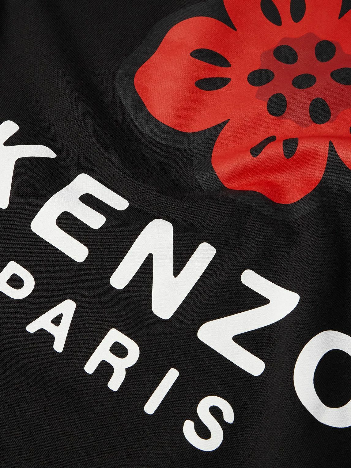 KENZO - Logo-Embroidered Printed Stretch-Cotton Jersey Hoodie - Black Kenzo