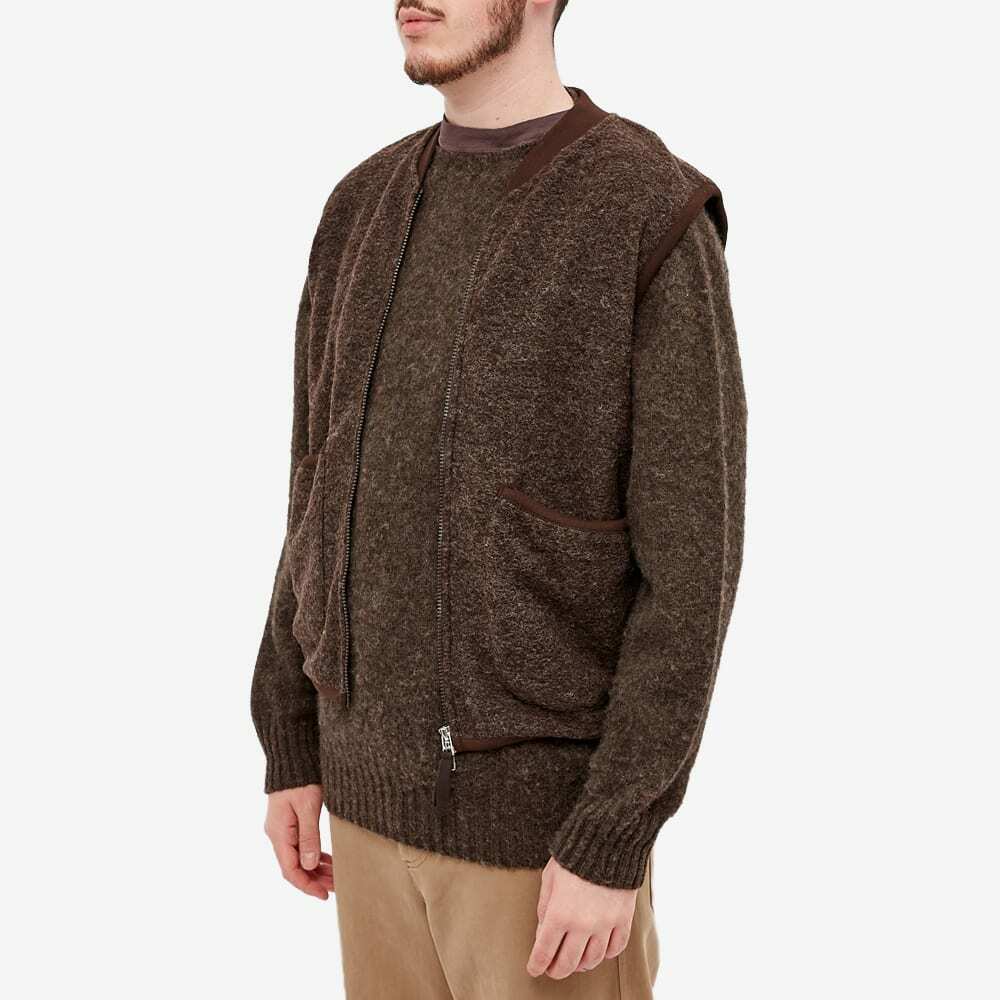 Universal Works Men's Wool Fleece Zip Waistcoat in Brown Universal Works