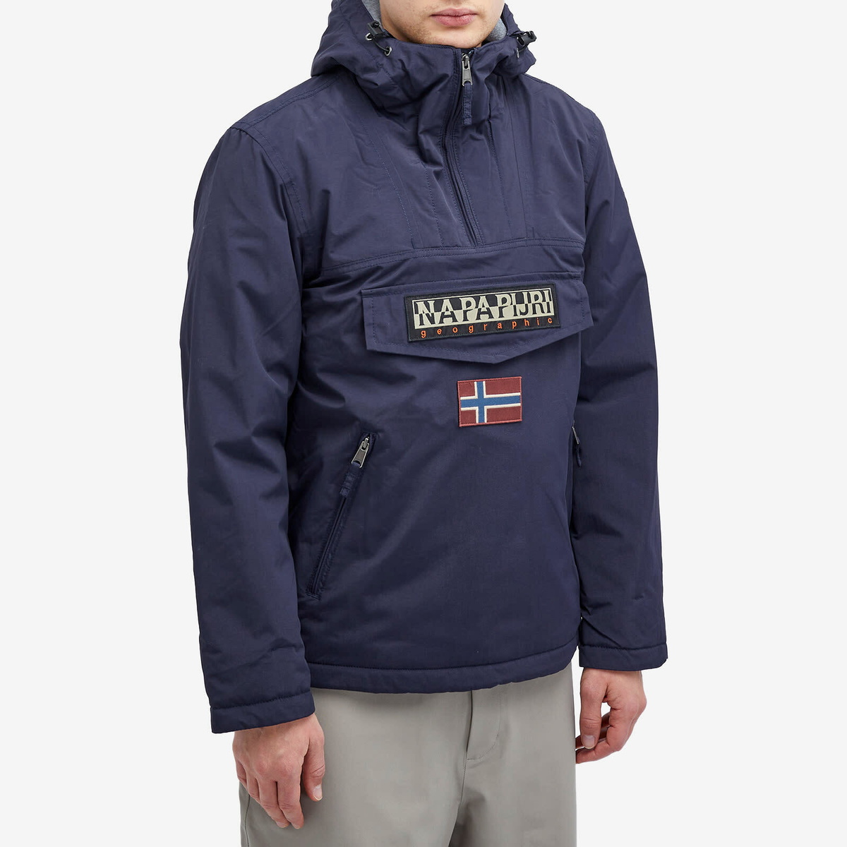 Napapijri Men's Rainforest Pullover Jacket in Blue Marine Napapijri