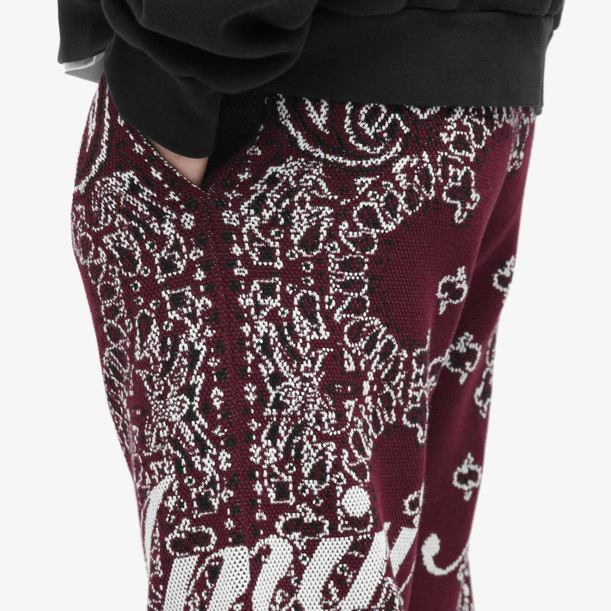 AMIRI Men's Bandana Knit Kick Flare Pant in Burgundy Amiri AMIRI Men's Bandana Knit Kick Flare Pant in Burgundy Amiri