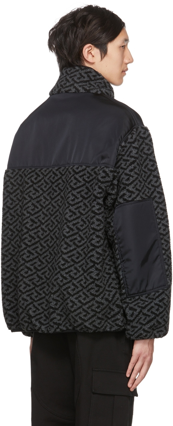 Versace Black & Gray La Greca Jacket Versace