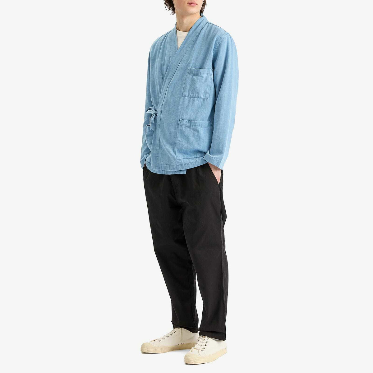 Universal Works Men's Herringbone Kyoto Work Jacket in Washed Indigo ...