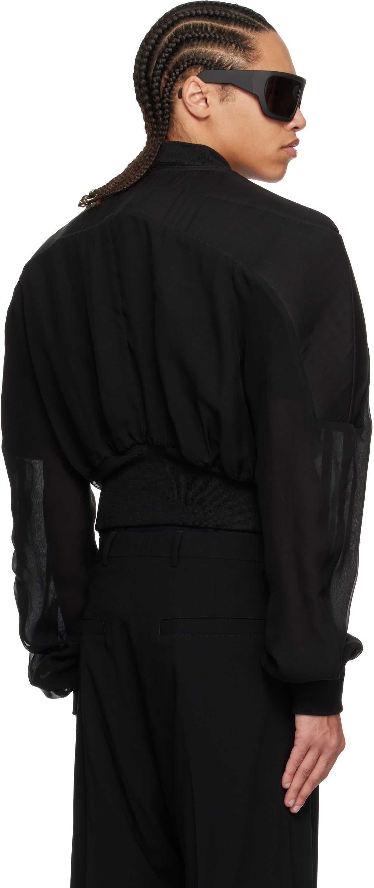 Rick Owens Black Hollywood Girdered Bomber Jacket Rick Owens