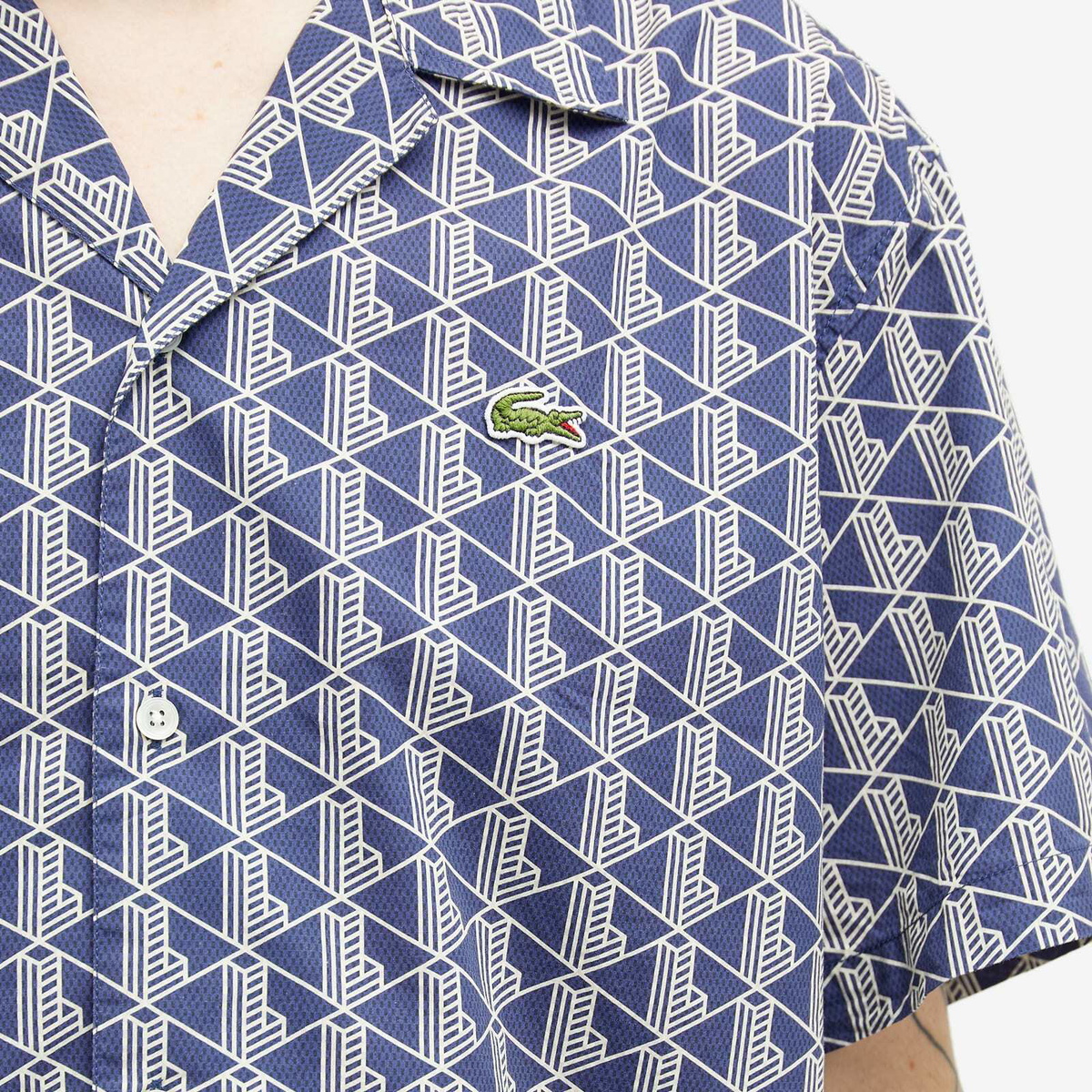 Lacoste Men's Monogram Vacation Shirt in Methylene/Flour Lacoste