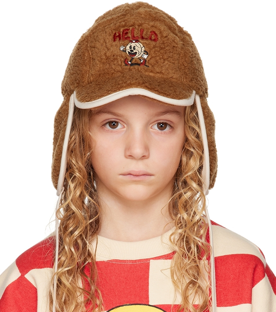 Jellymallow Kids Brown 'Hello' Tumble Ear Warmer Hat Jellymallow