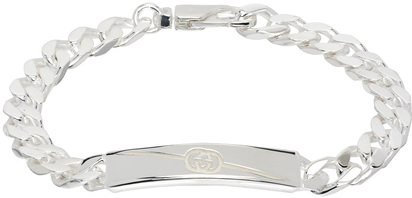 Gucci Silver Diagonal Interlocking G Bracelet Gucci