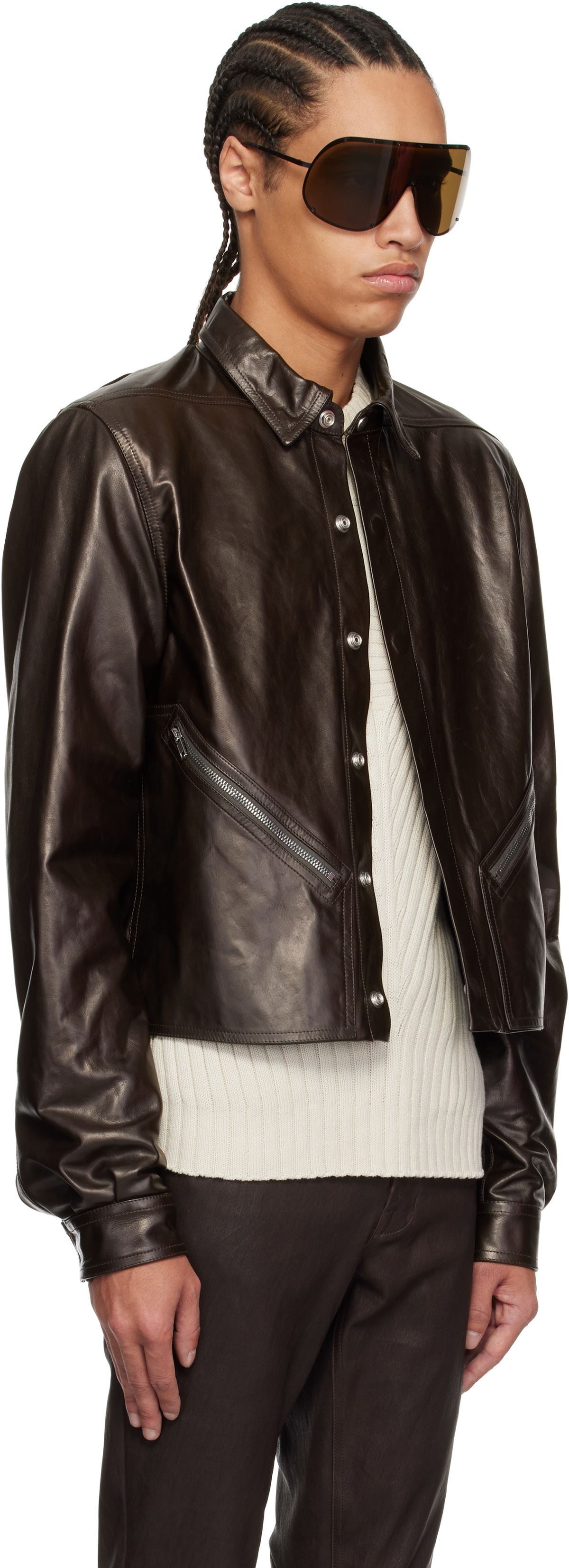 Rick Owens Brown Hollywood Tour Alice Leather Jacket Rick Owens