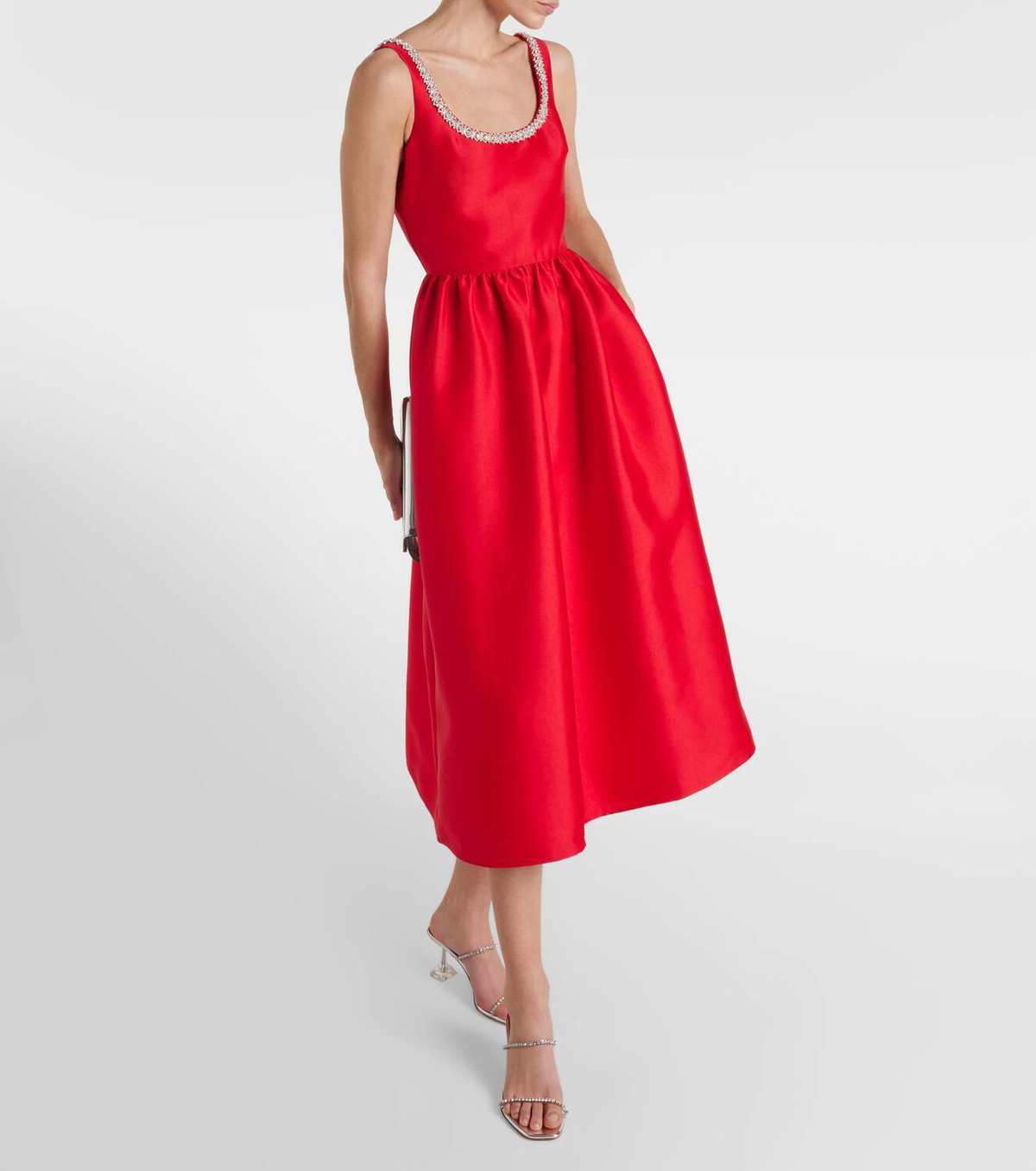 Self-Portrait Crystal-embellished taffeta midi dress Self-Portrait