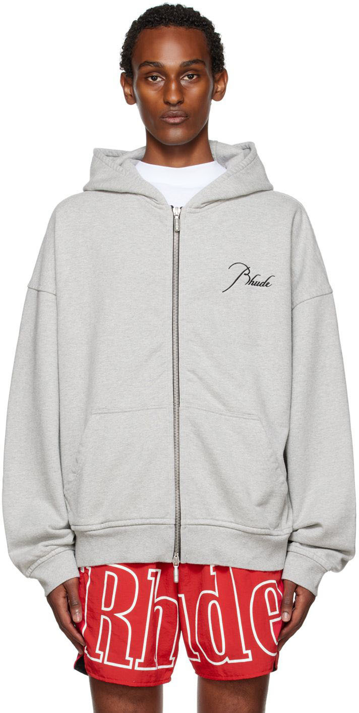 Rhude Gray Embroidered Hoodie Rhude