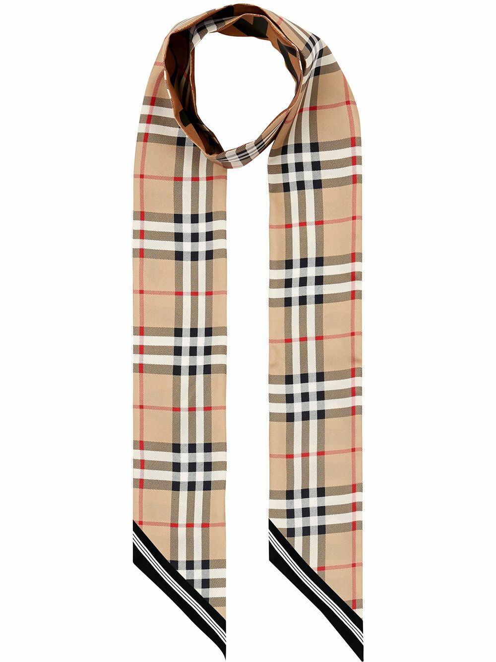 BURBERRY - Check Motif And Logo Silk Foulard Burberry