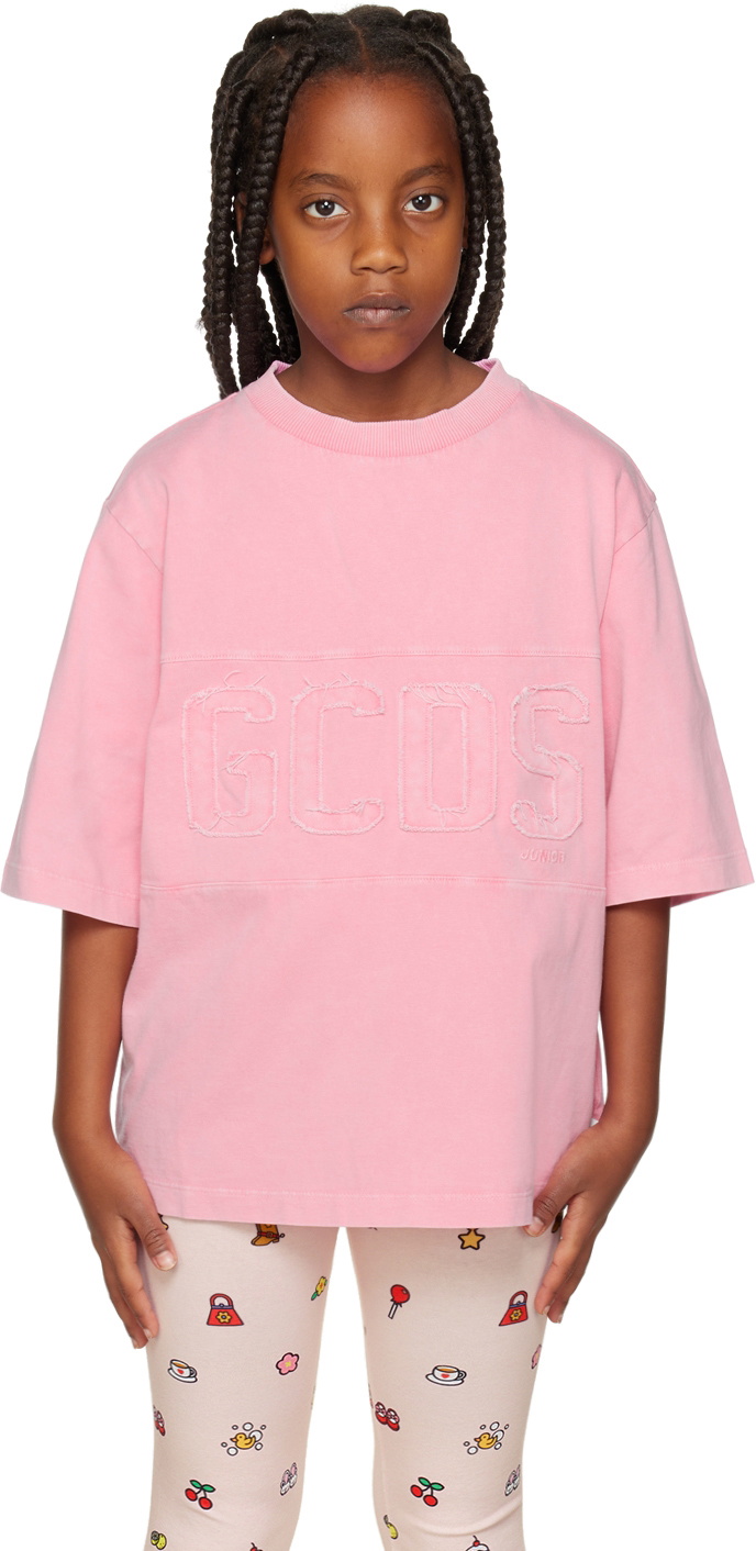 GCDS Kids Kids Pink Distressed T-Shirt