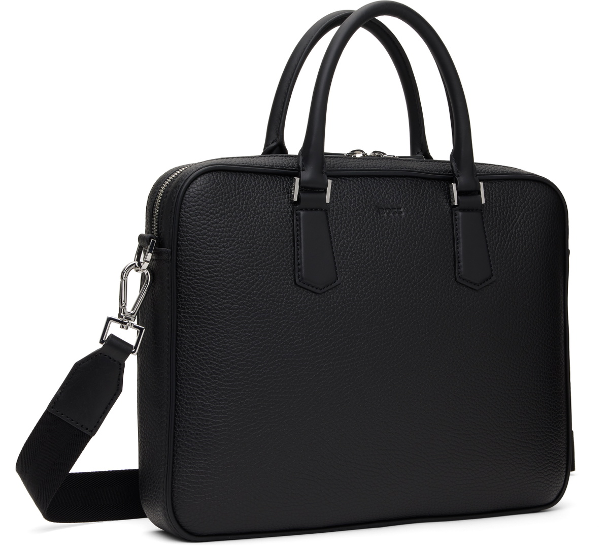 BOSS Black Grained Leather Logo Briefcase BOSS