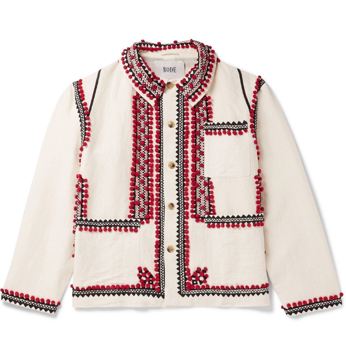 BODE - Embroidered Linen and Cotton-Blend Jacket - Neutrals Bode