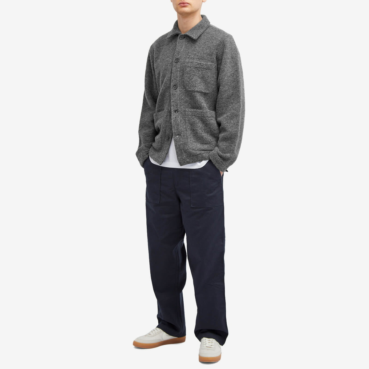 Universal Works Men's Wool Fleece Field Jacket in Grey Marl Universal Works