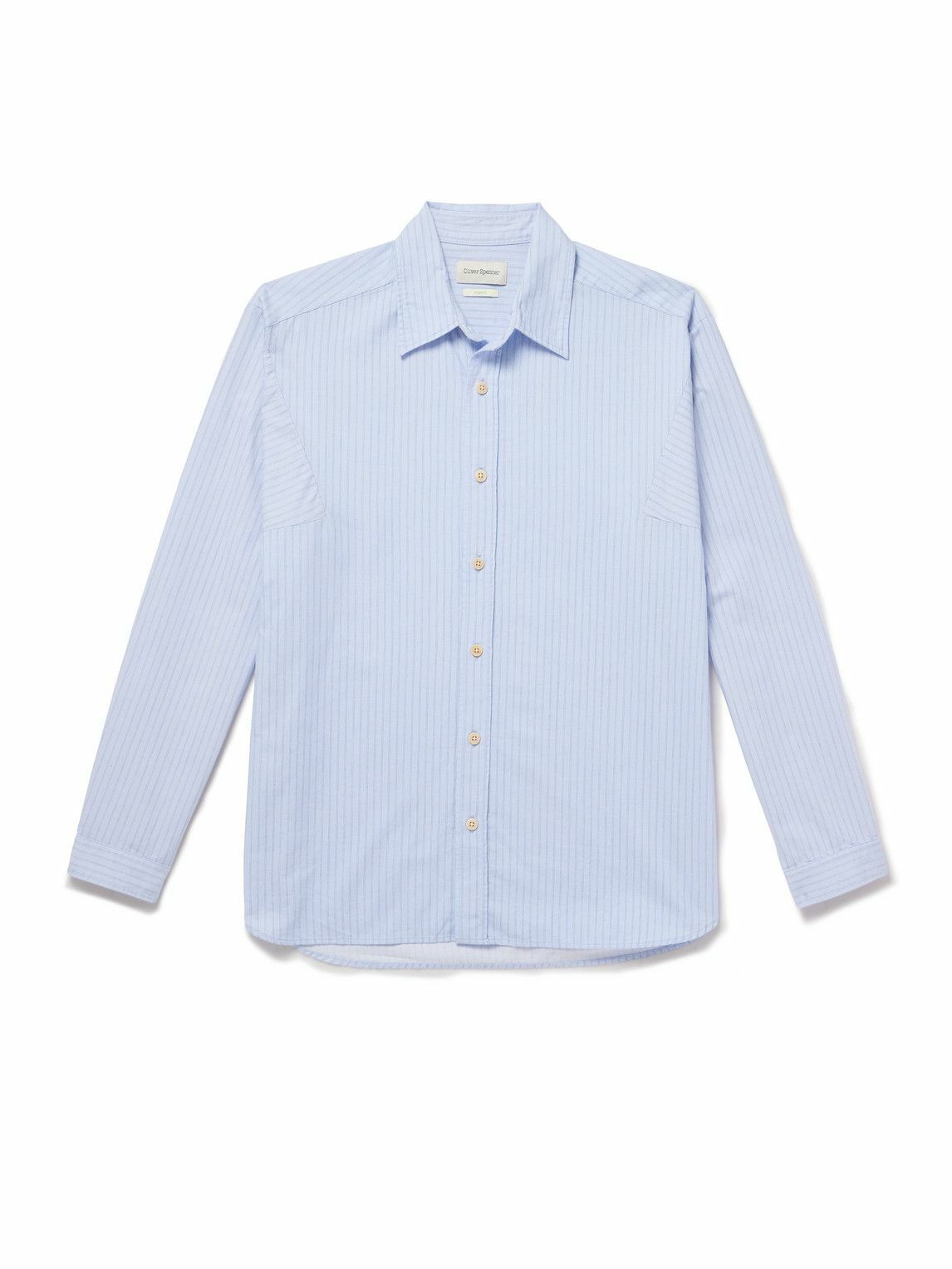 Oliver Spencer - Garrison Striped Organic Cotton Shirt - Blue Oliver ...