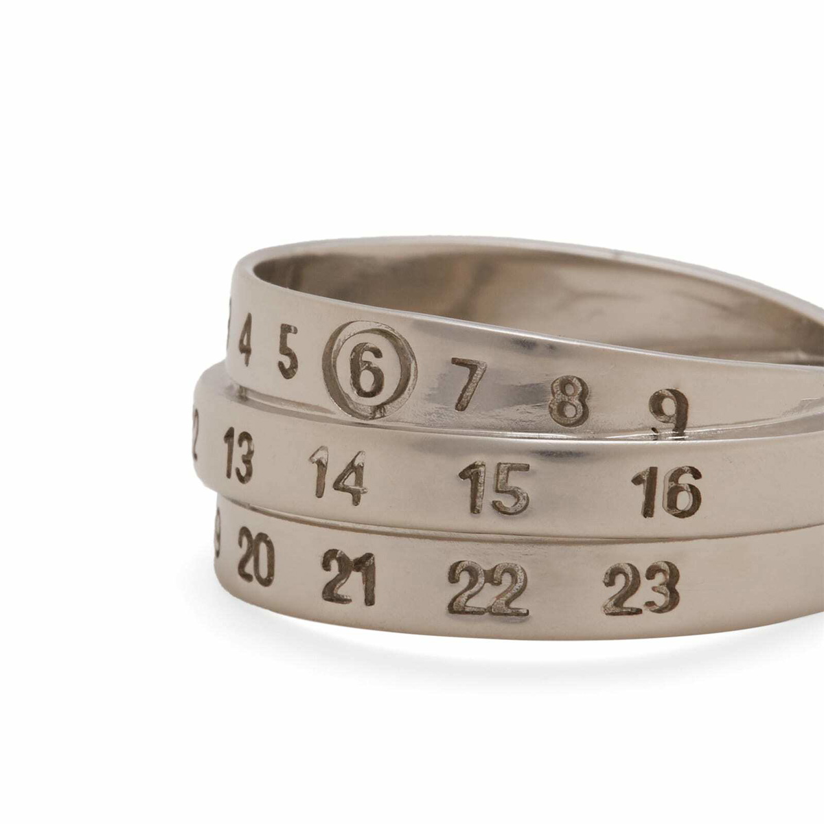 MM6 Maison Margiela Men's Triple Logo Ring in Brushed Palladio MM6 ...