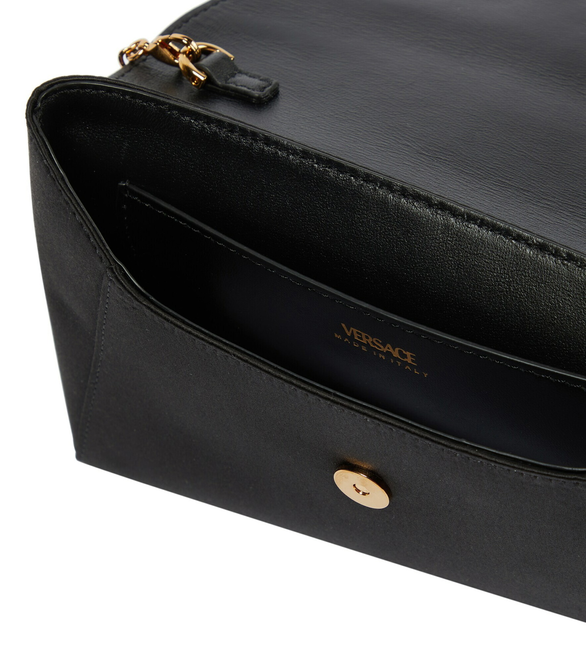 Versace - La Medusa embellished satin clutch Versace