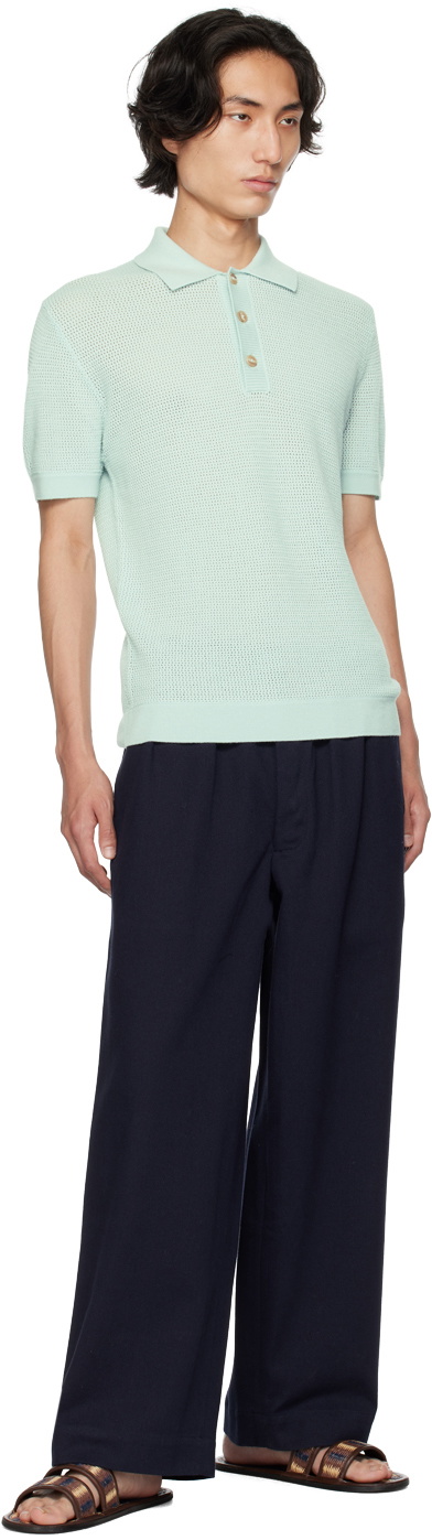 King & Tuckfield Blue Three-Button Polo