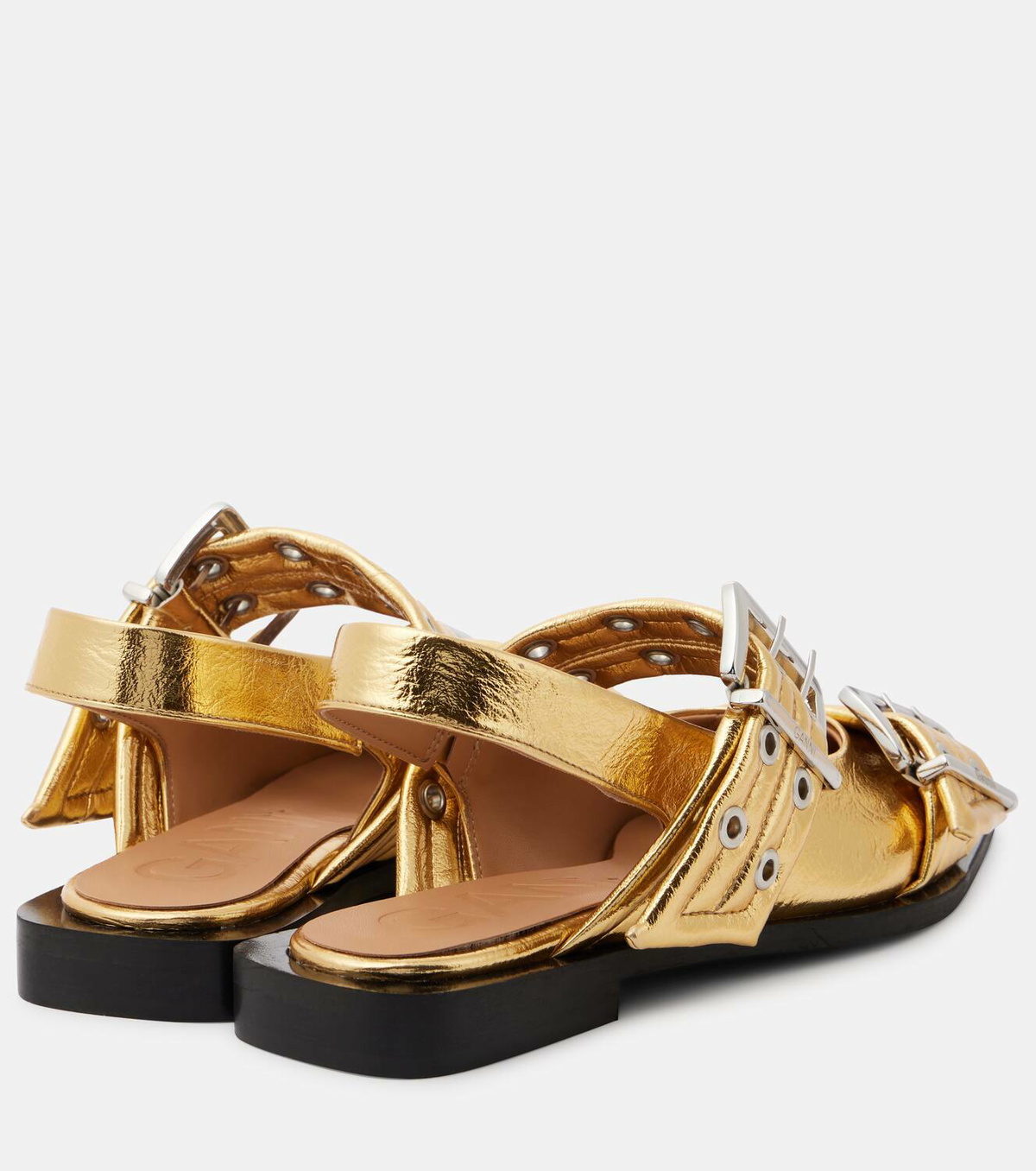 Ganni Buckle faux leather ballet flats GANNI