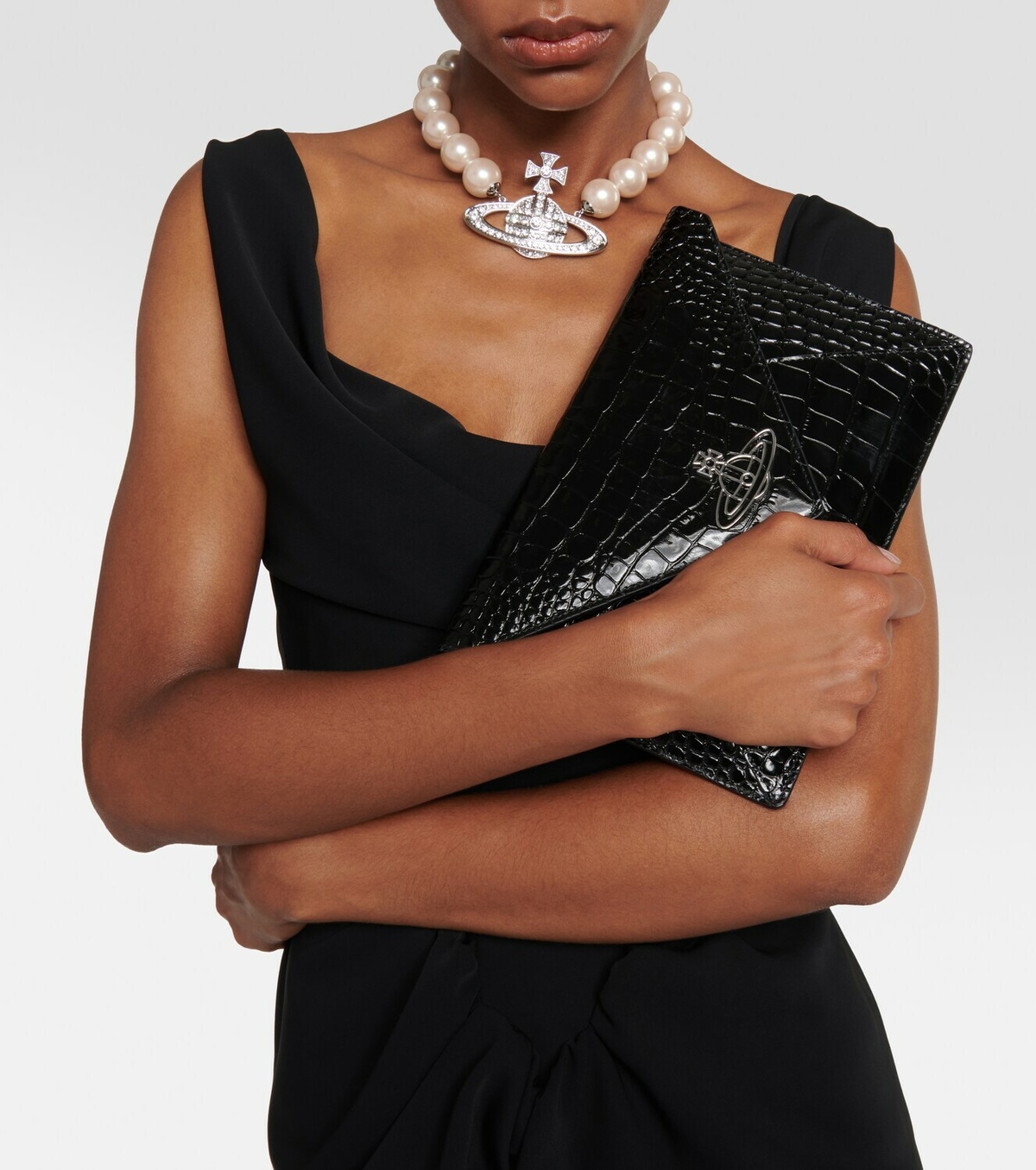 Vivienne Westwood Croc-effect leather clutch Vivienne Westwood