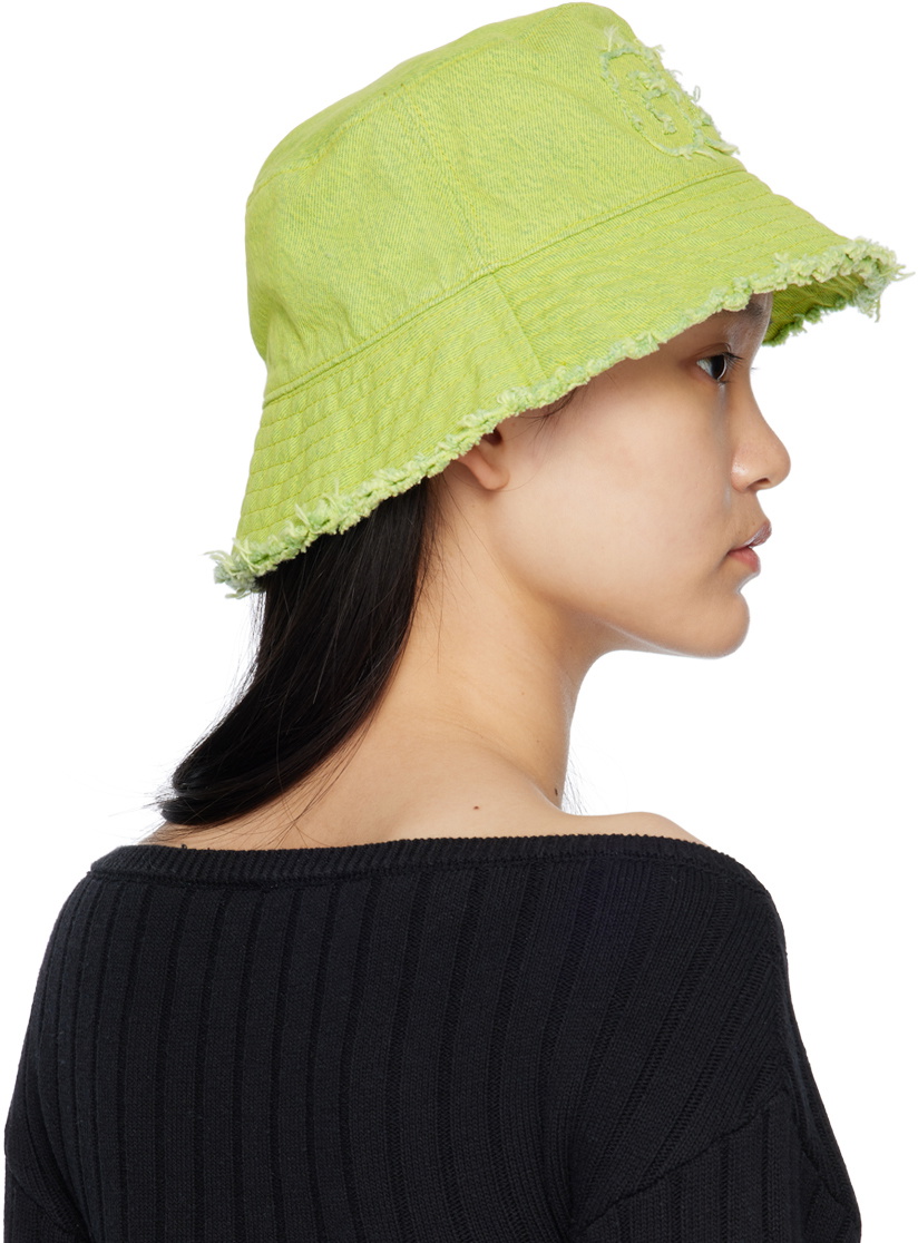 GCDS Green Distressed Bucket Hat GCDS