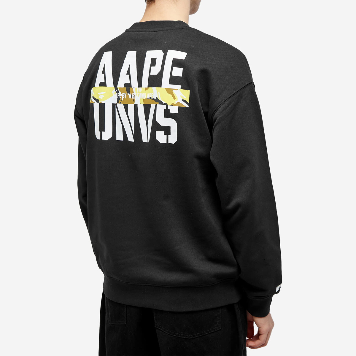 Men's AAPE Basic Army Tape Crew Sweat in Black AAPE by A Bathing Ape