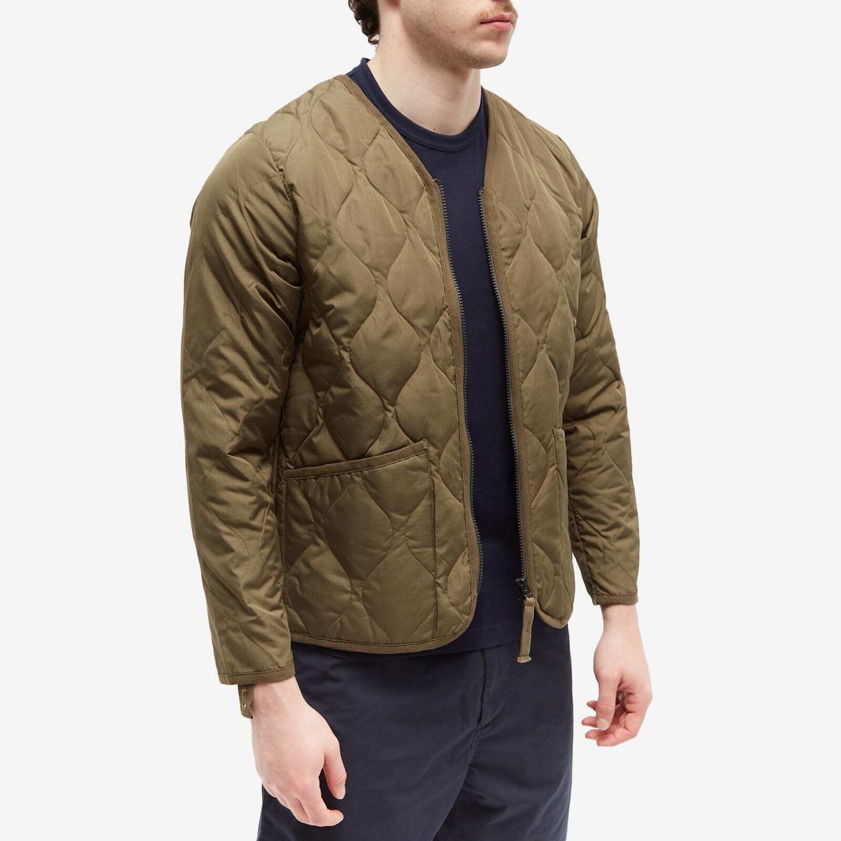 Taion Men's Military Zip Down Jacket in Dark Olive Taion Extra
