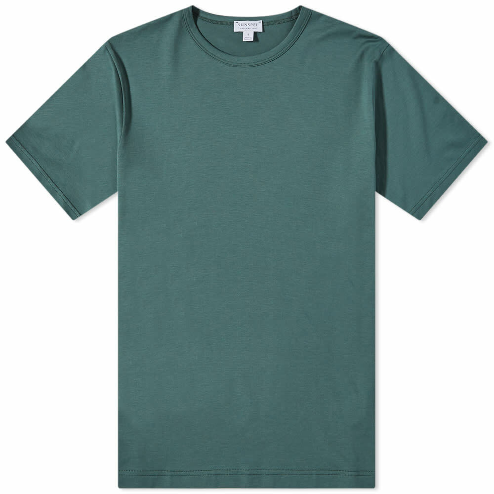 Sunspel Men's Classic Crew Neck T-Shirt in Deep Green Sunspel