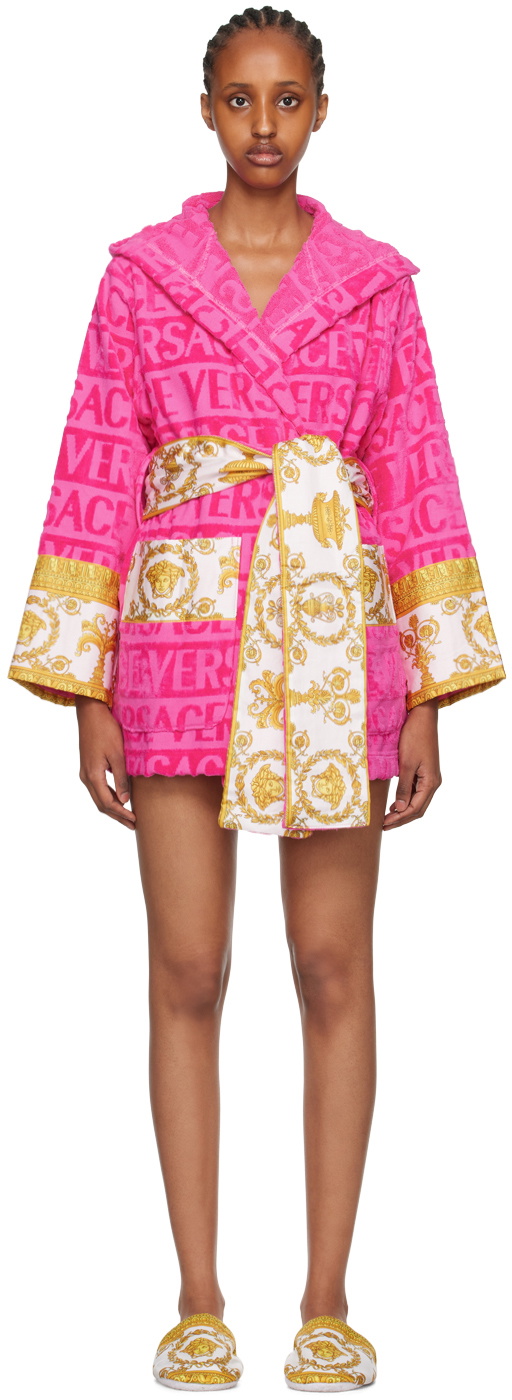 Versace Underwear Pink Allover Robe Versace Underwear